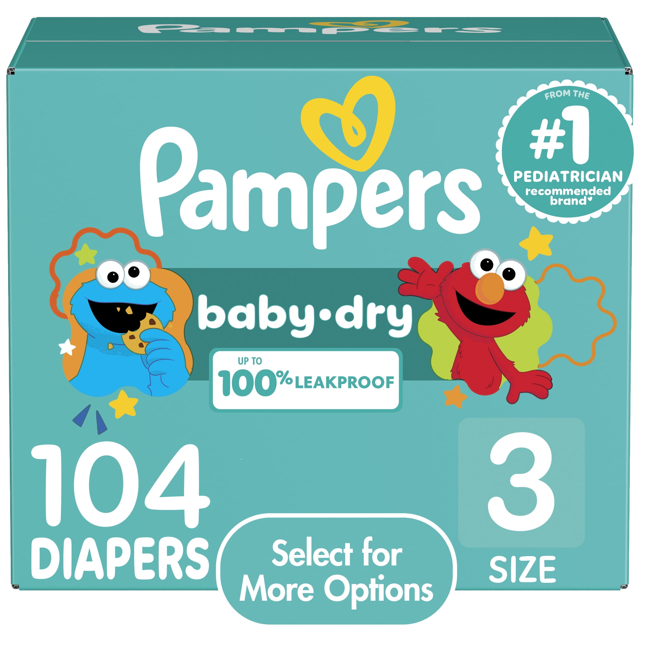 Pampers Baby Dry Baby Diapers Size 3, 104 Count (Select for More ...