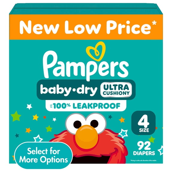 Pampers Baby Dry Baby Diapers Size 4, 92 Count Ultra Absorbent ...