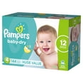 Pampers Baby-Dry Diapers Size 4, 144 Count, Up to 12 Hours Overnight ...