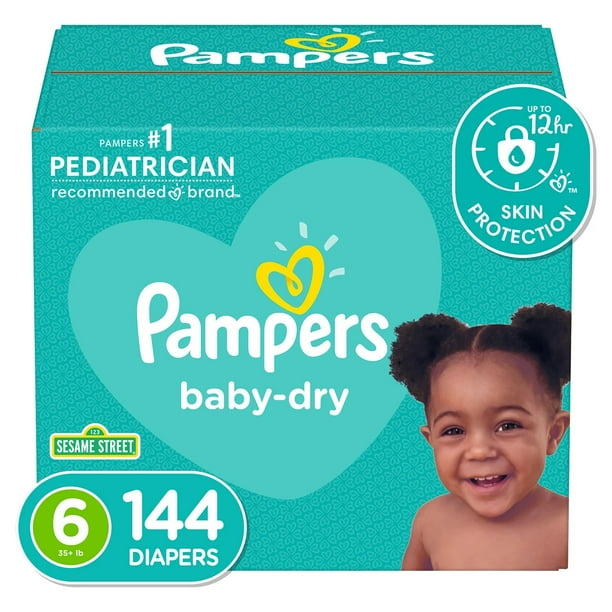 Pampers Baby-Dry Extra Protection Diapers, Size 6, 144 Count - Walmart ...
