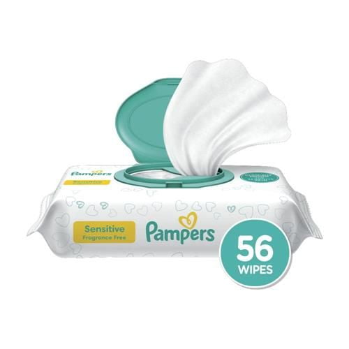 Pampers Baby Wipes Sensitive Perfume Free 1X Pop-Top Pack 56 Count ...