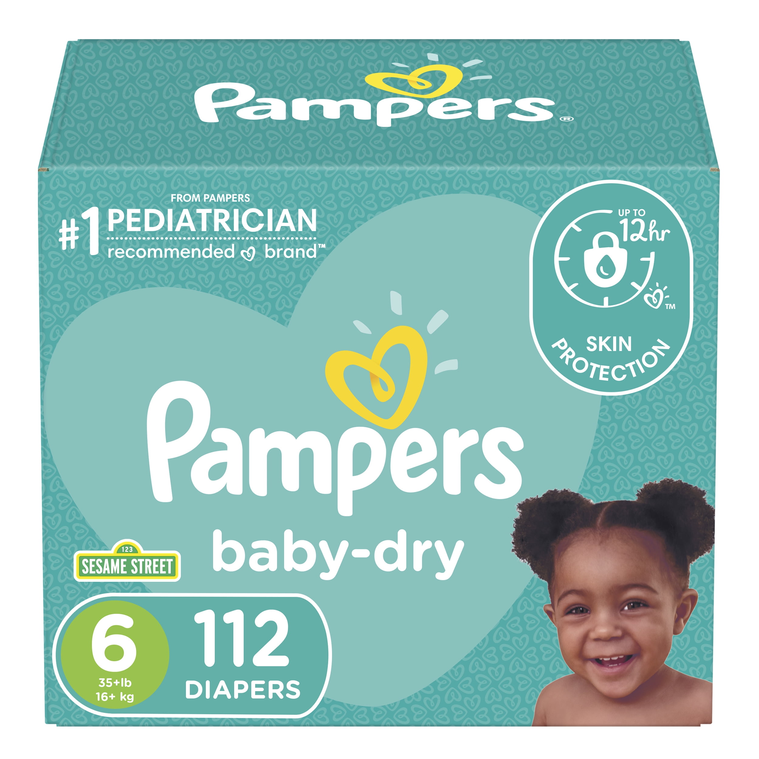Pampers Baby Dry Diapers Size 6, 112 Count, Hypoallergenic with ...