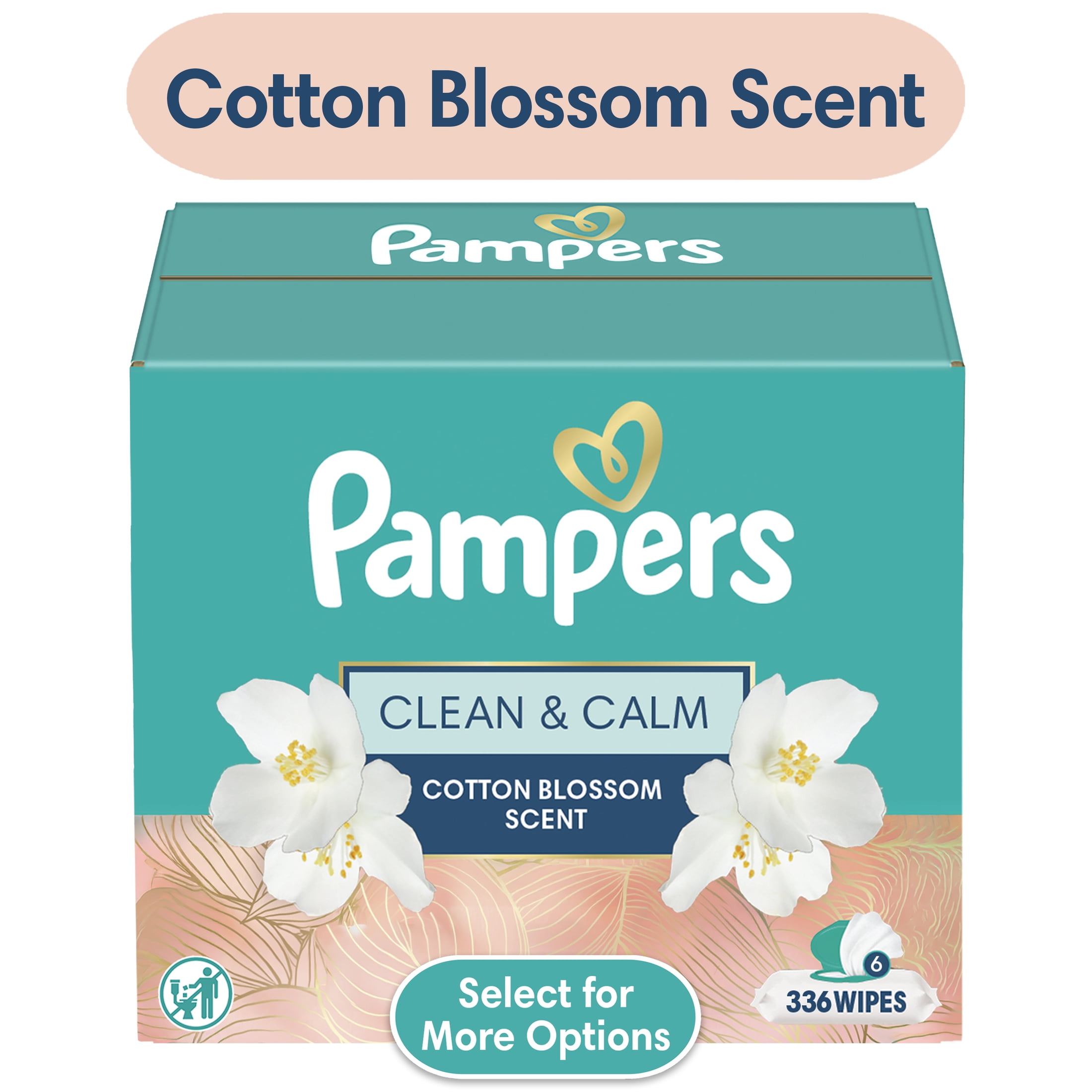 Pampers Wipes, Clean & Calm, Cotton Blossom Scent, 336 Wipes Total (6X ...