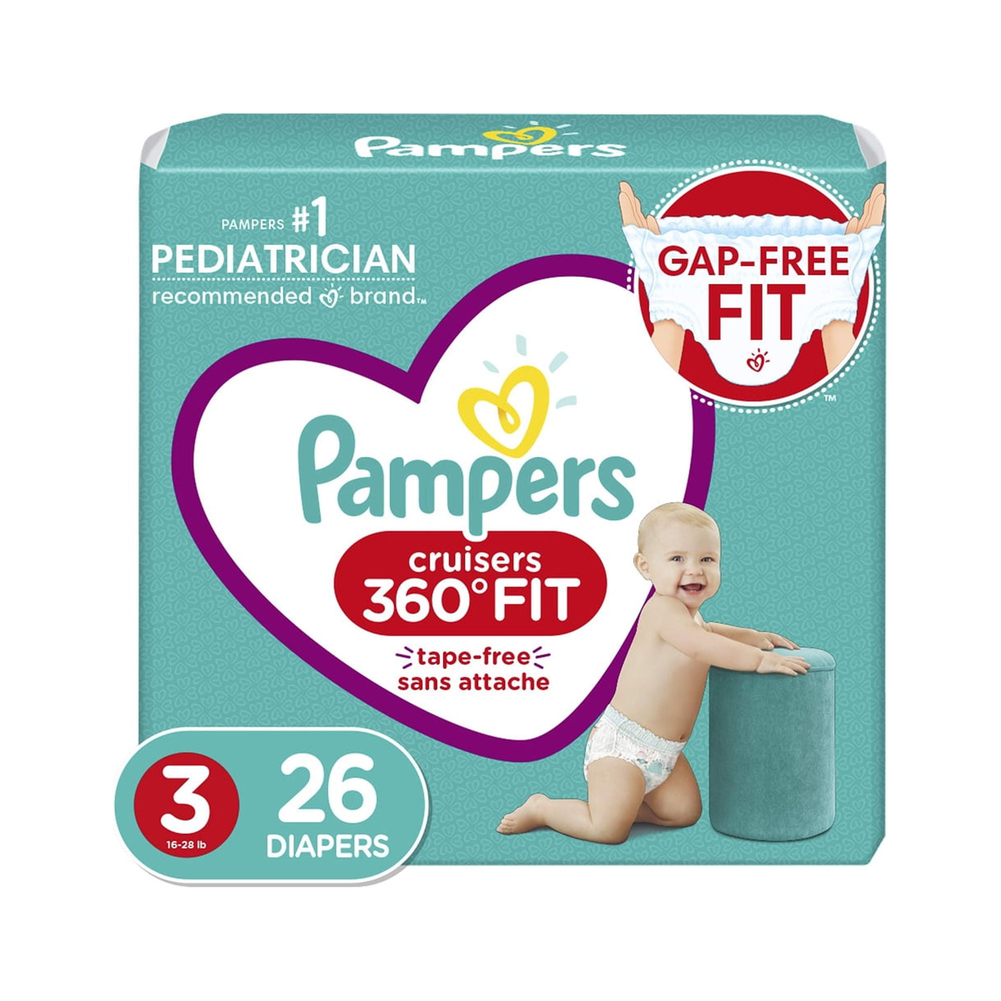 Pampers Cruisers 360 Diapers Size 3, 26Count (Pack of 4) - Walmart ...