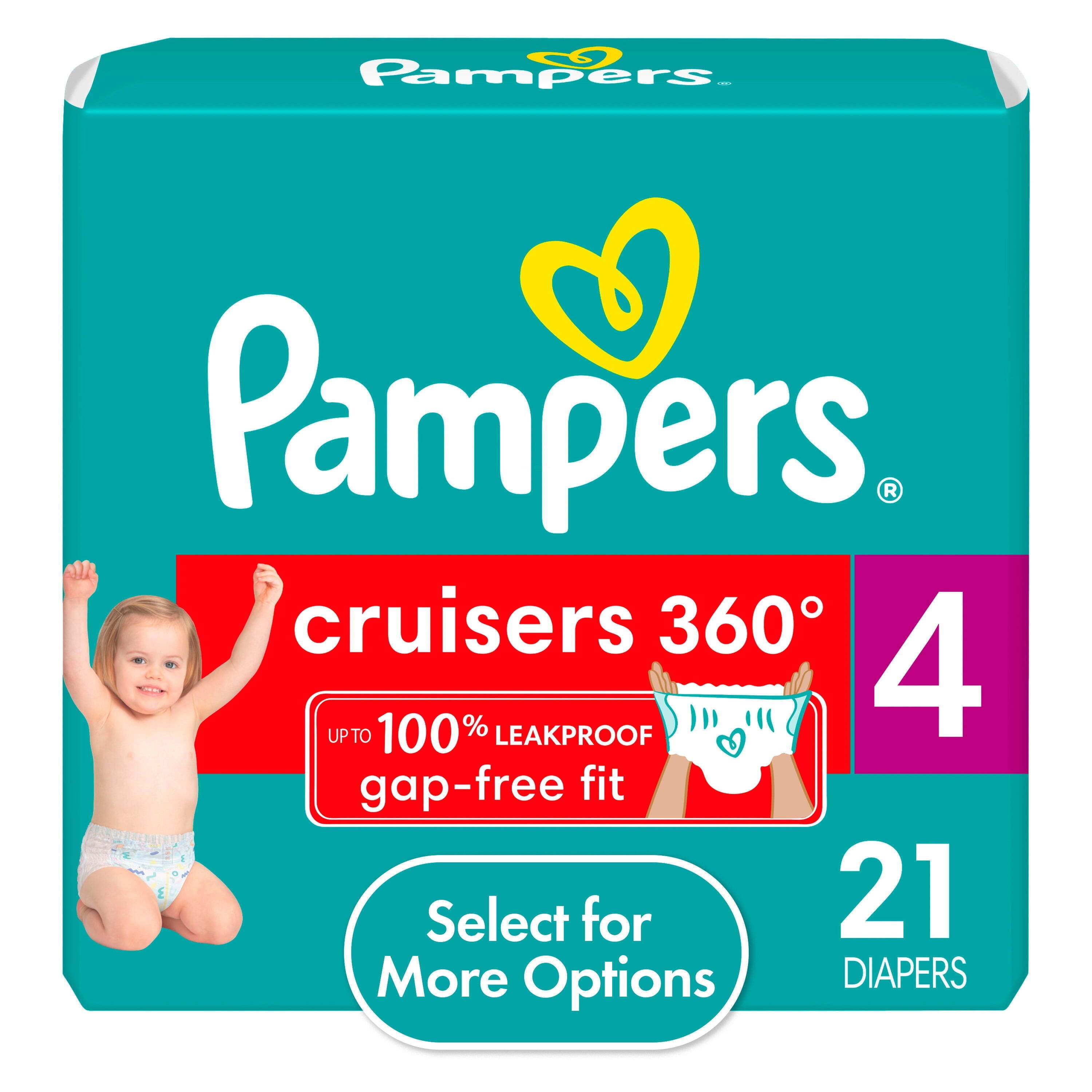 Pampers Cruisers 360 Infant Diapers Size 4, 21 Count - Hypoallergenic ...