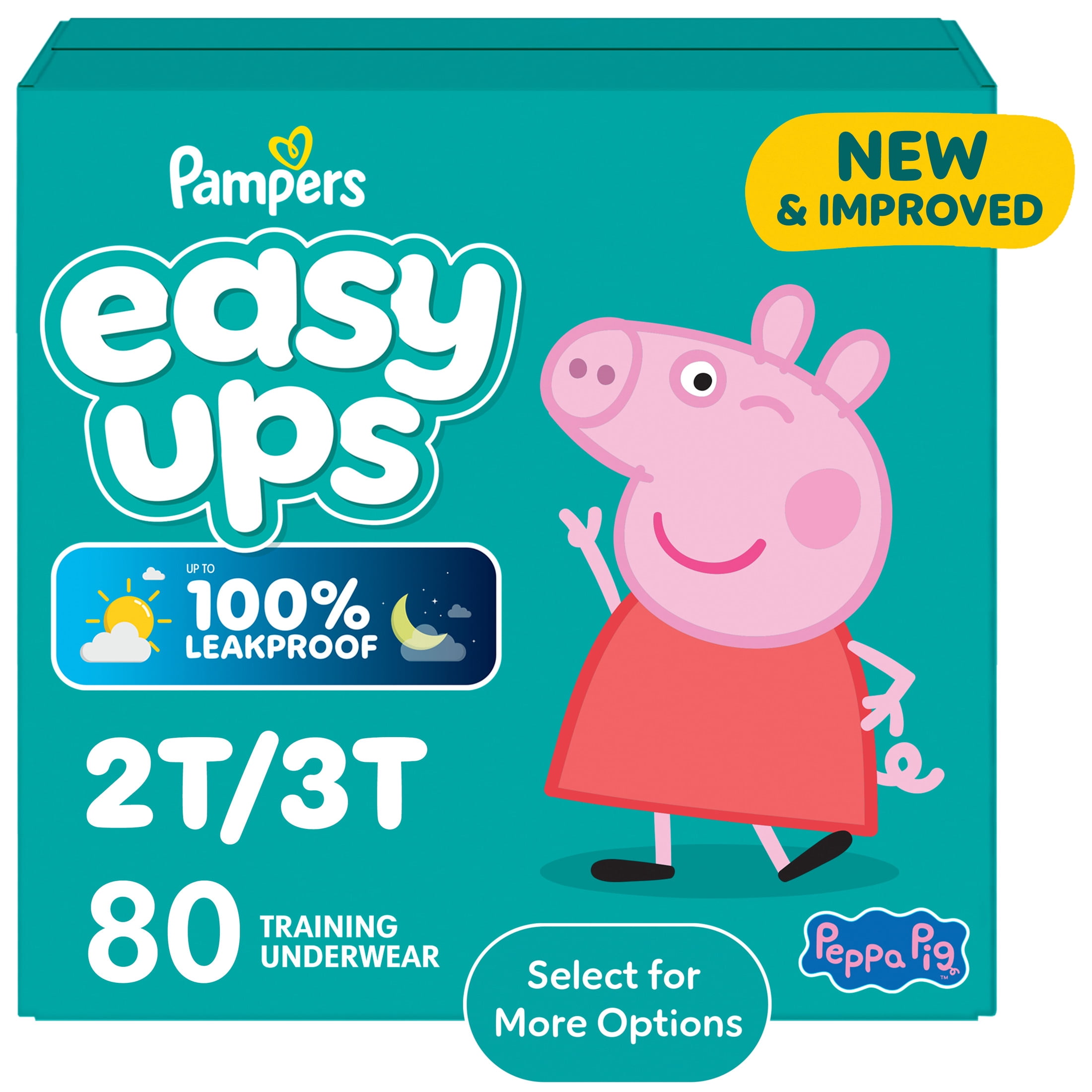 Pampers Easy Ups Girls Training Pants, Peppa Pig, Size 4 (2T-3T), 80 Ct ...