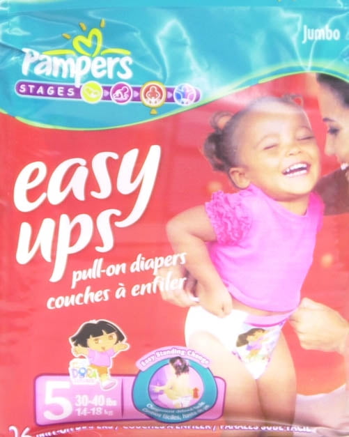 Pampers Easy Ups Girls' Pull-On Diapers Jumbo Pack, Size 5, 26 Count ...