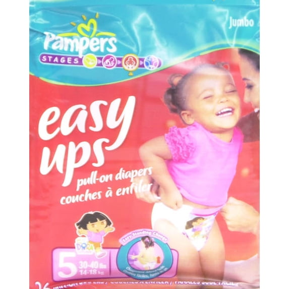 Pampers Easy Ups Girls' Pull-On Diapers Jumbo Pack, Size 5, 26 Count ...