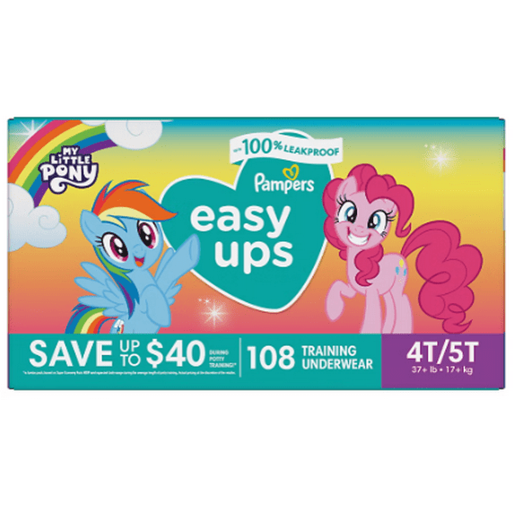 Pampers Easy Ups Training Underwear My Little Pony Size 4T/5T (37+ lb ...