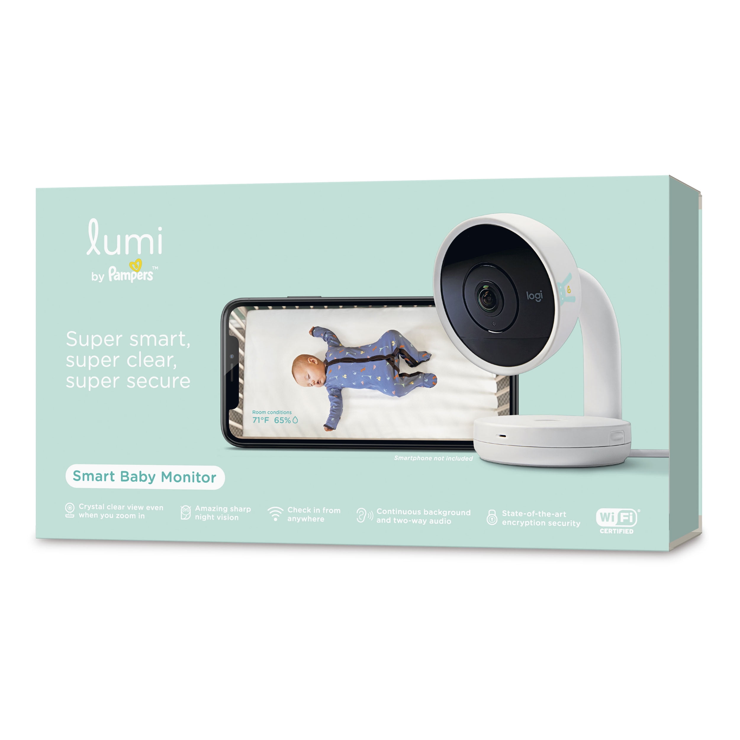 Pampers Lumi Smart Video Baby Monitor, HD Video & Audio, WiFi Camera ...