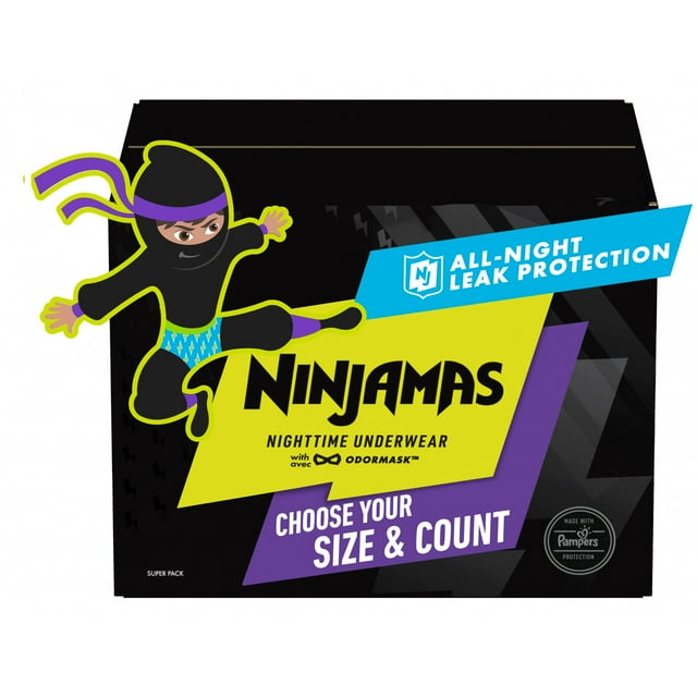 Ninjamas Boys Bedwetting Nighttime Underwear, Size L (64-95+ lbs), 11 ...