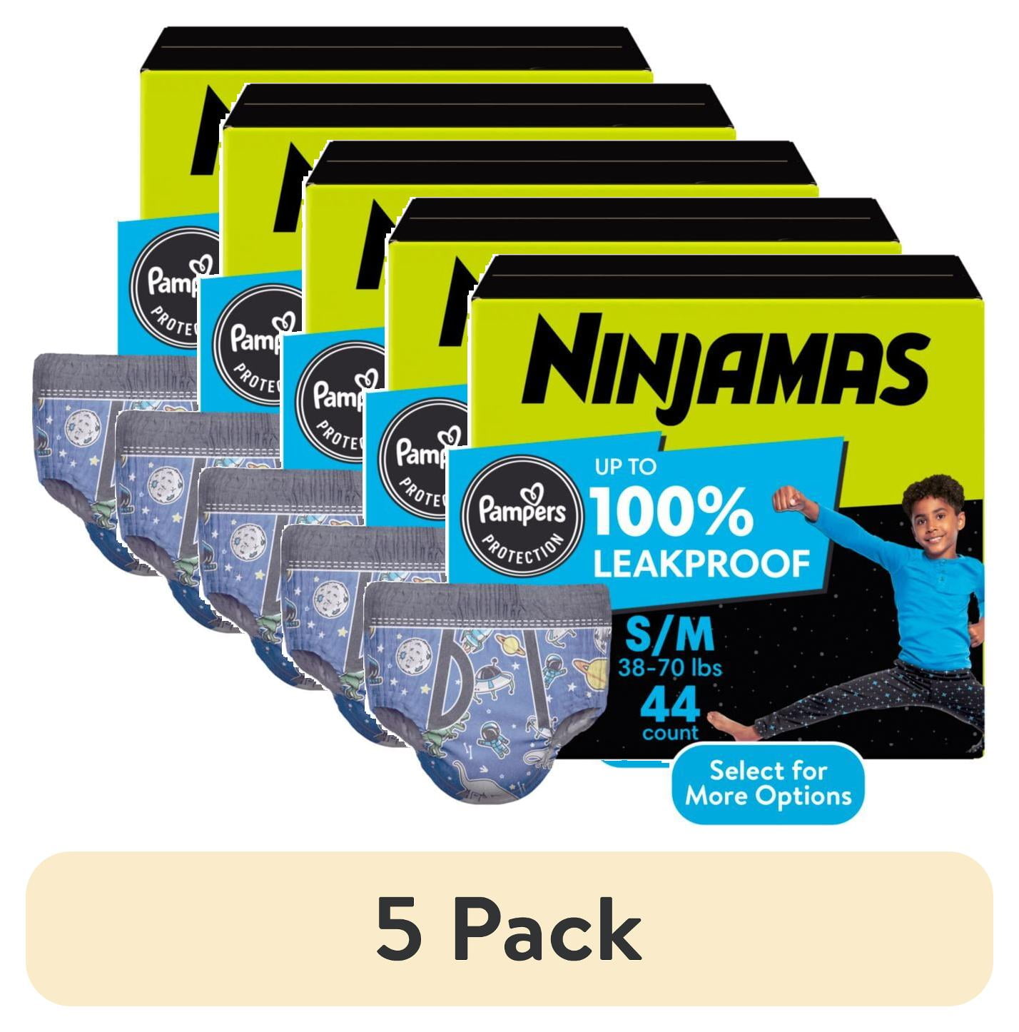 (5 pack) Ninjamas Boys Bedwetting Nighttime Underwear, Size S/M (37-90 ...