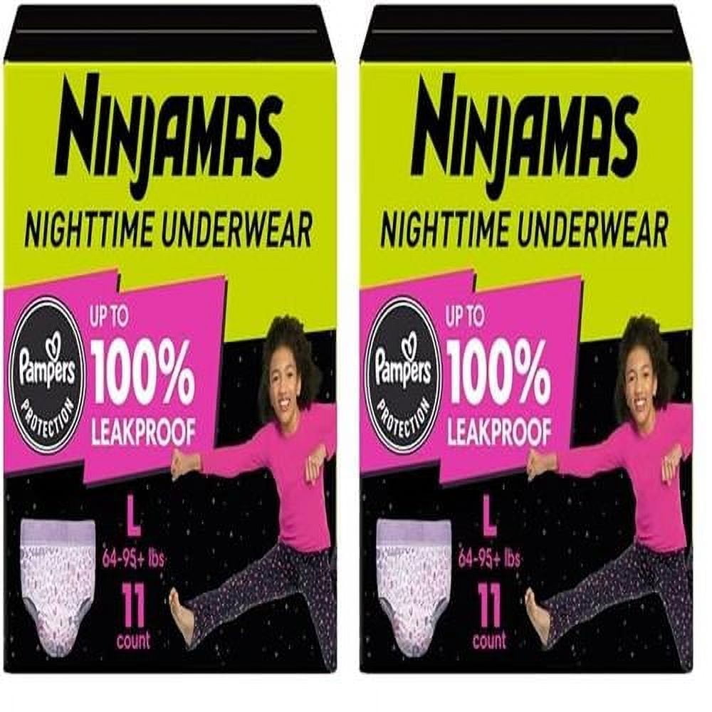 Pampers Ninjamas Nighttime Bedwetting Underwear Girls Size L (64-125 ...