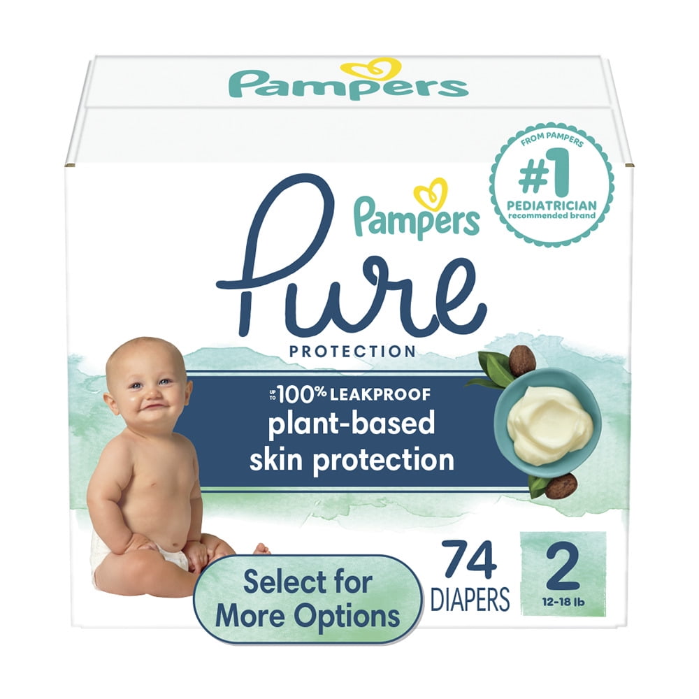 Pampers Pure Baby Diapers Size 2, 74 Count (Select for More Options ...
