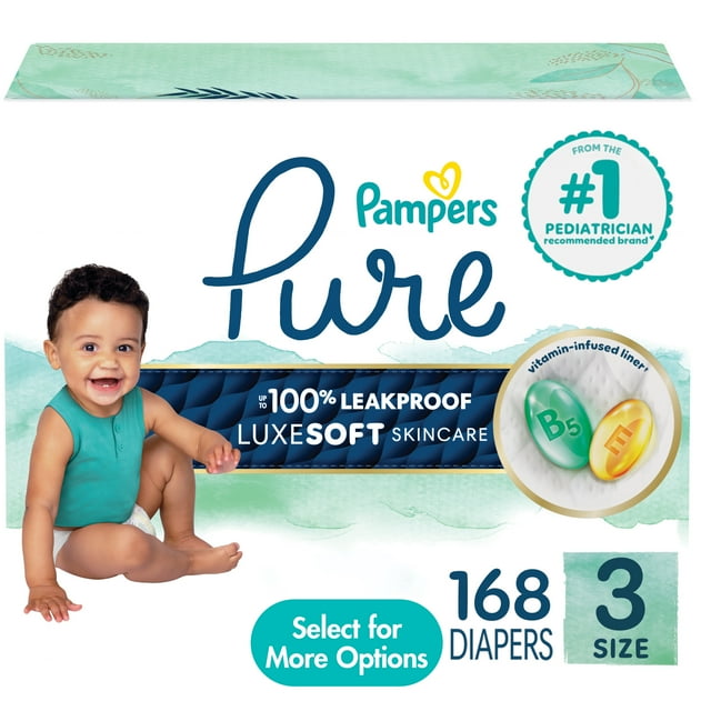 Pampers Pure Baby Diapers Size 3, 168 Count (Select for More Options ...