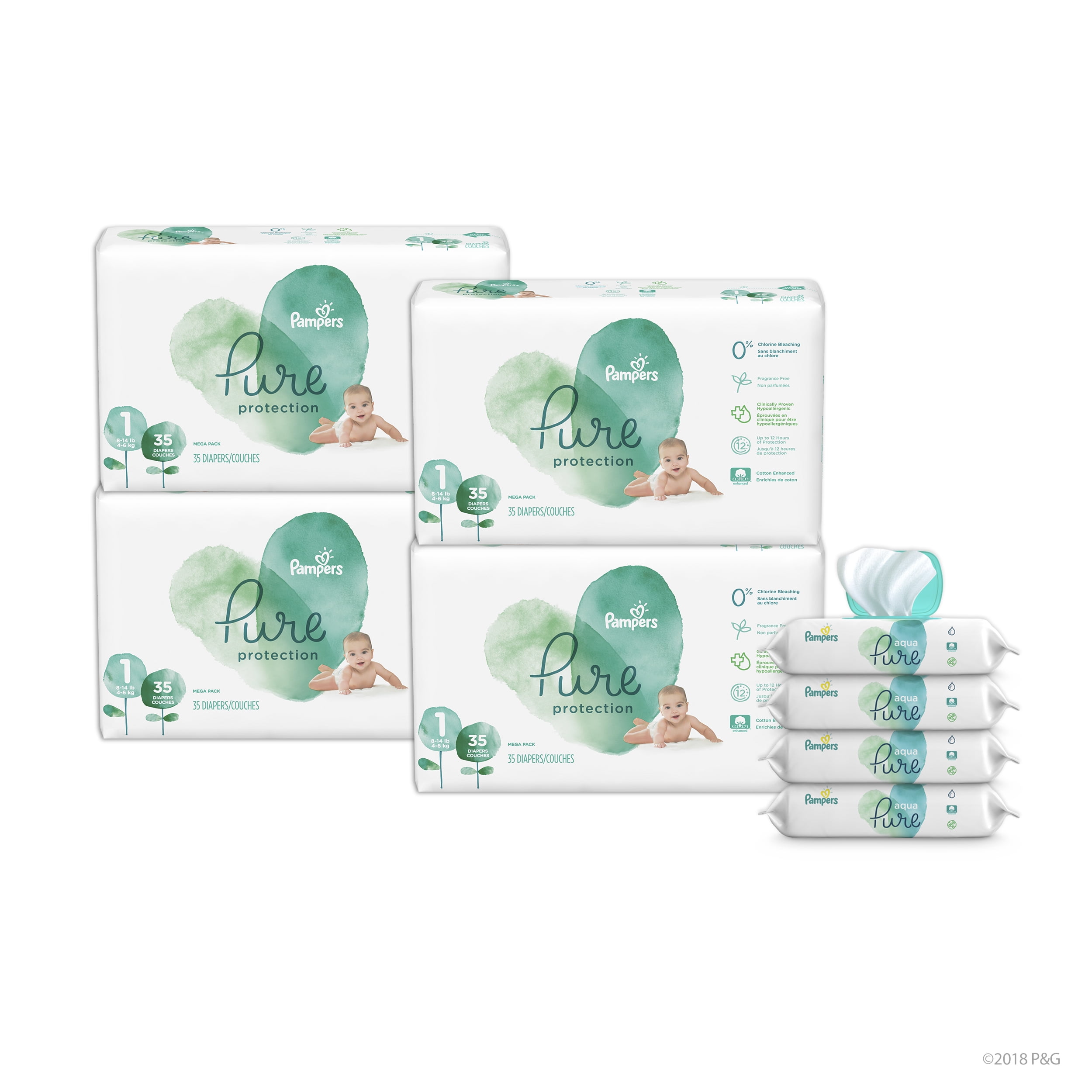 Pampers Pure Natural Collection, with Diapers Size 1, and Wipes ...