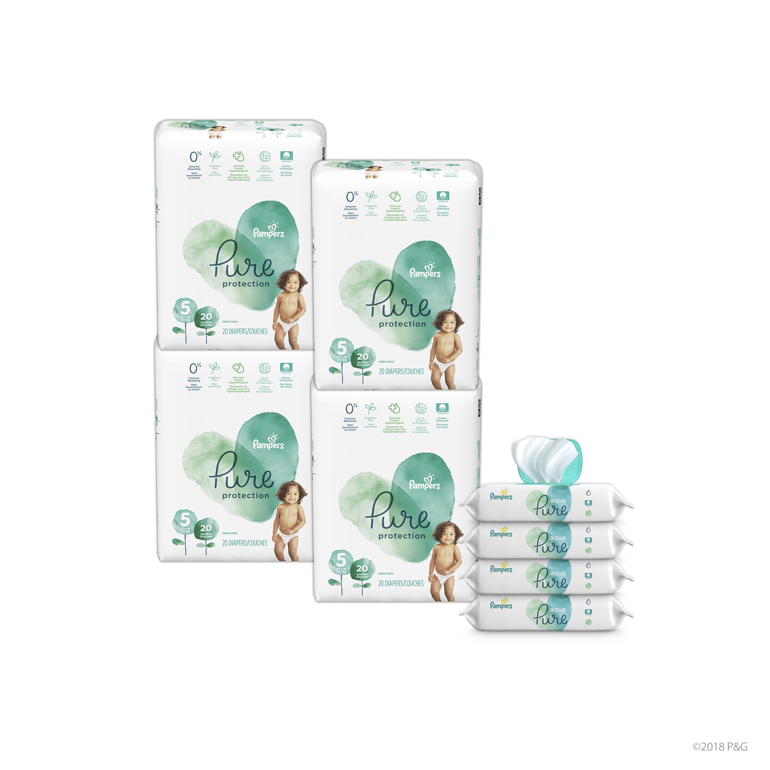 Pampers Pure Natural Collection, with Diapers Size 5, and Wipes ...