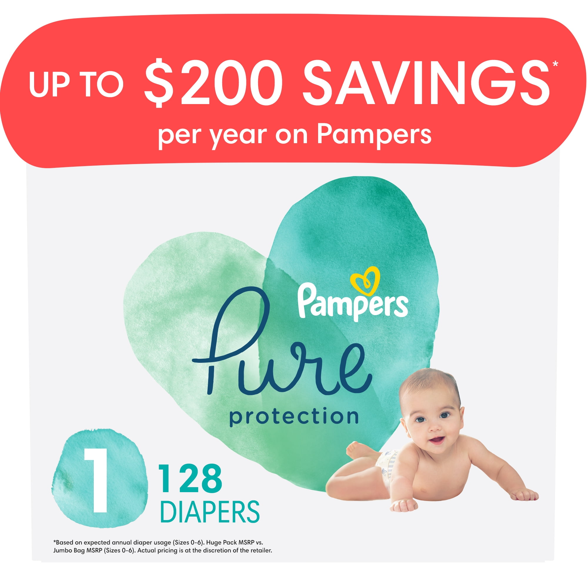 Pampers Pure Protection Natural Baby Diapers (Choose Your Size & Count ...