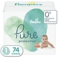 Pampers Pure Protection Diapers, Size 1, 74 ct, Hypoallergenic, 12-Hr ...