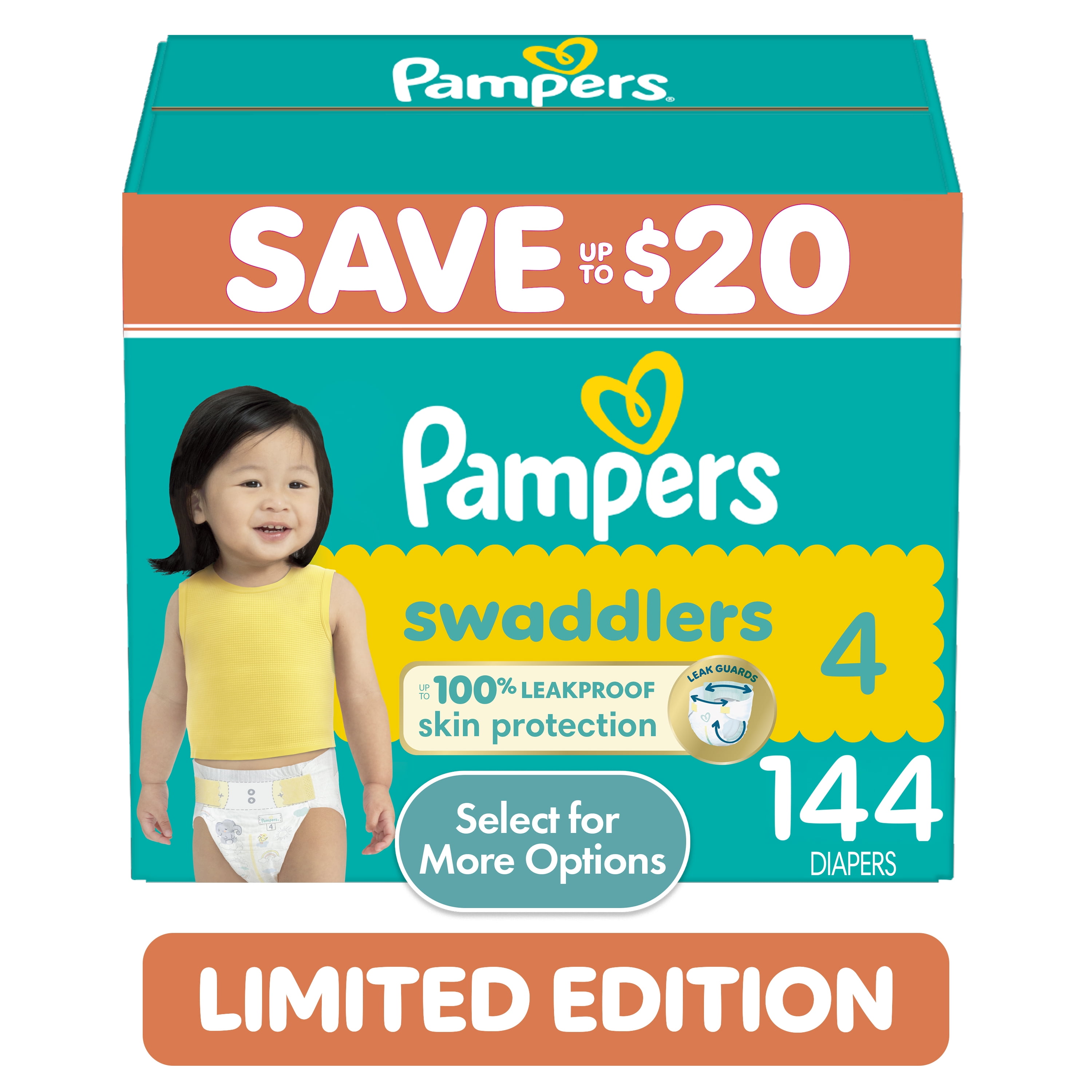 Pampers Swaddlers Baby Diapers Size 4, 144 Count (Select for More ...