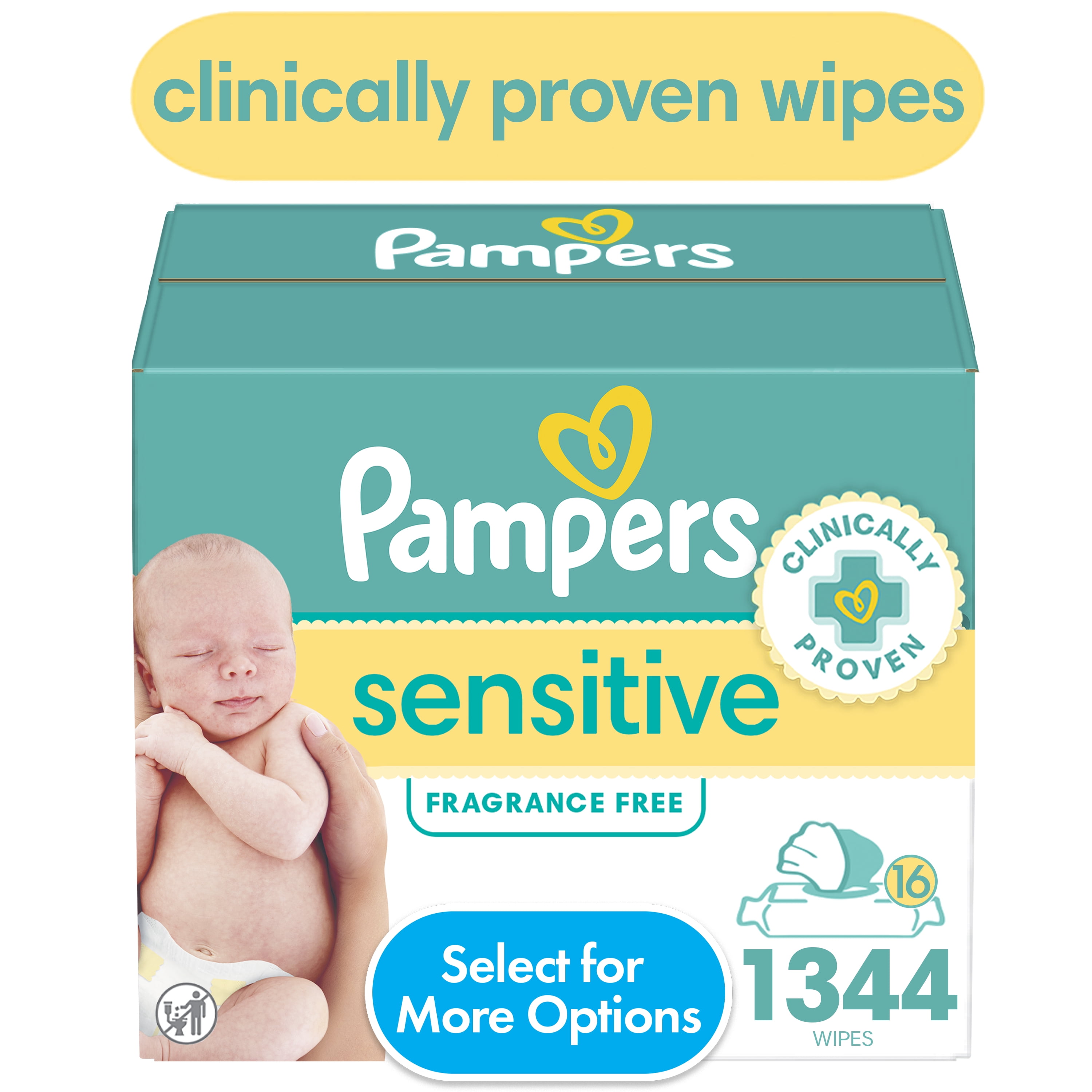 Pampers Sensitive Baby Wipes 16-Pack 1344 Wipes (Select for More ...
