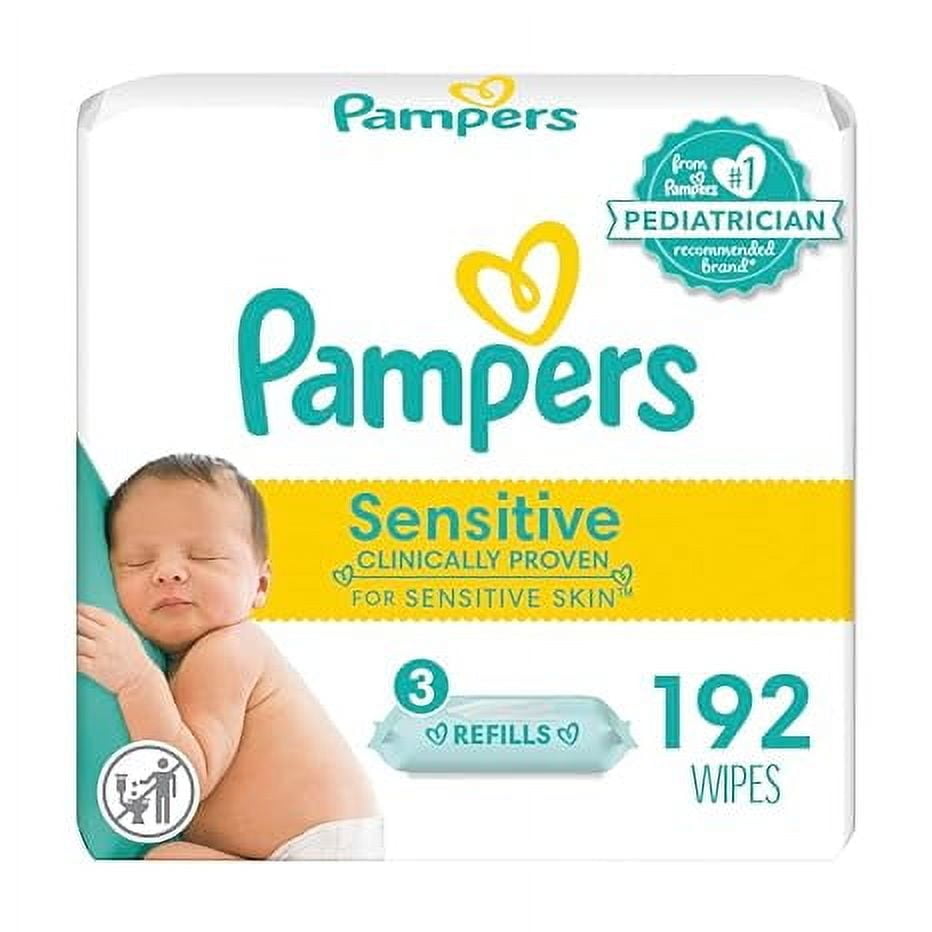 Pampers Sensitive Baby Wipes, Water Based, Hypoallergenic and Unscented ...