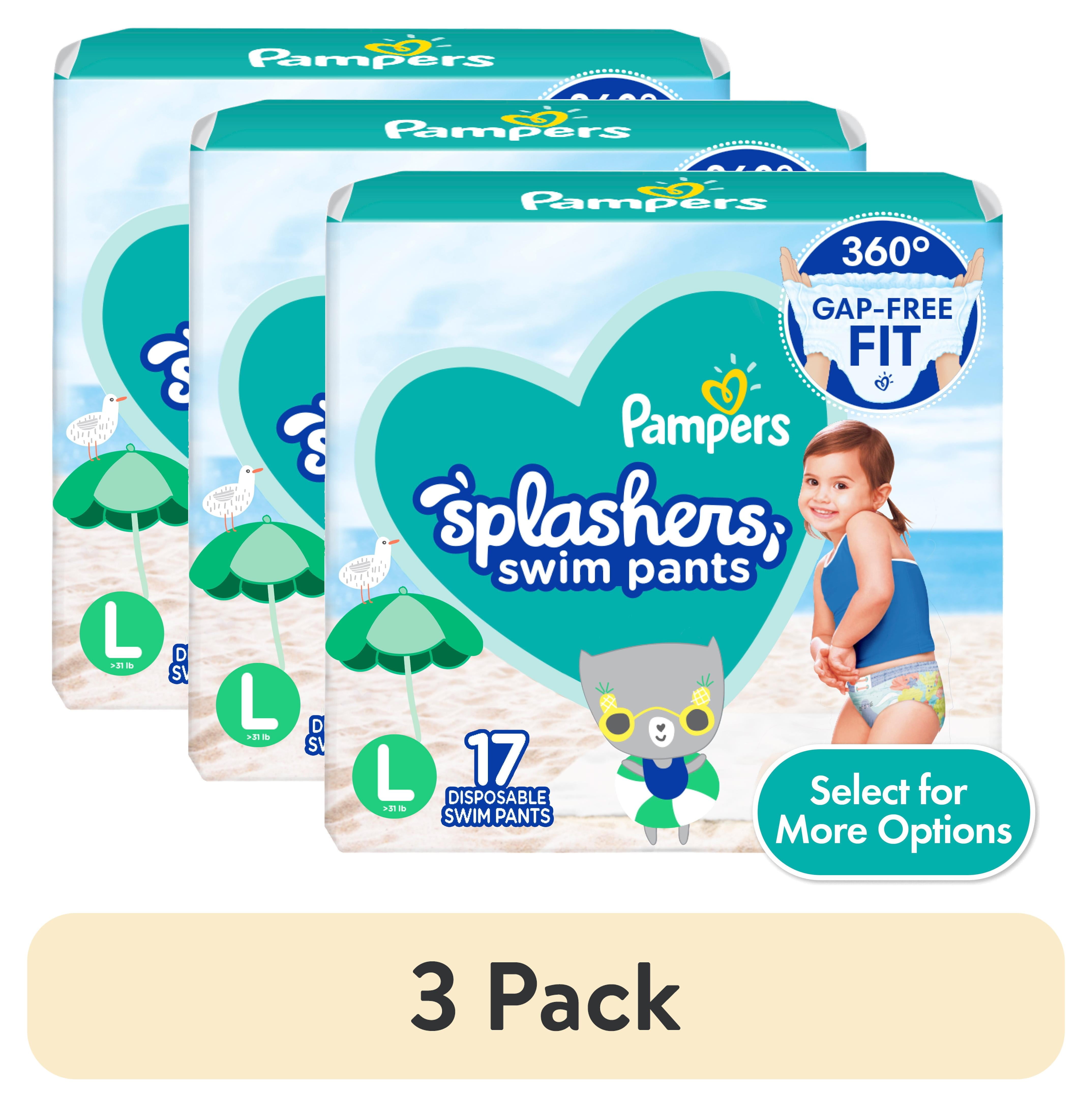 (3 pack) Pampers Splashers Swim Diapers Size 5+, 17 Count (Select for ...