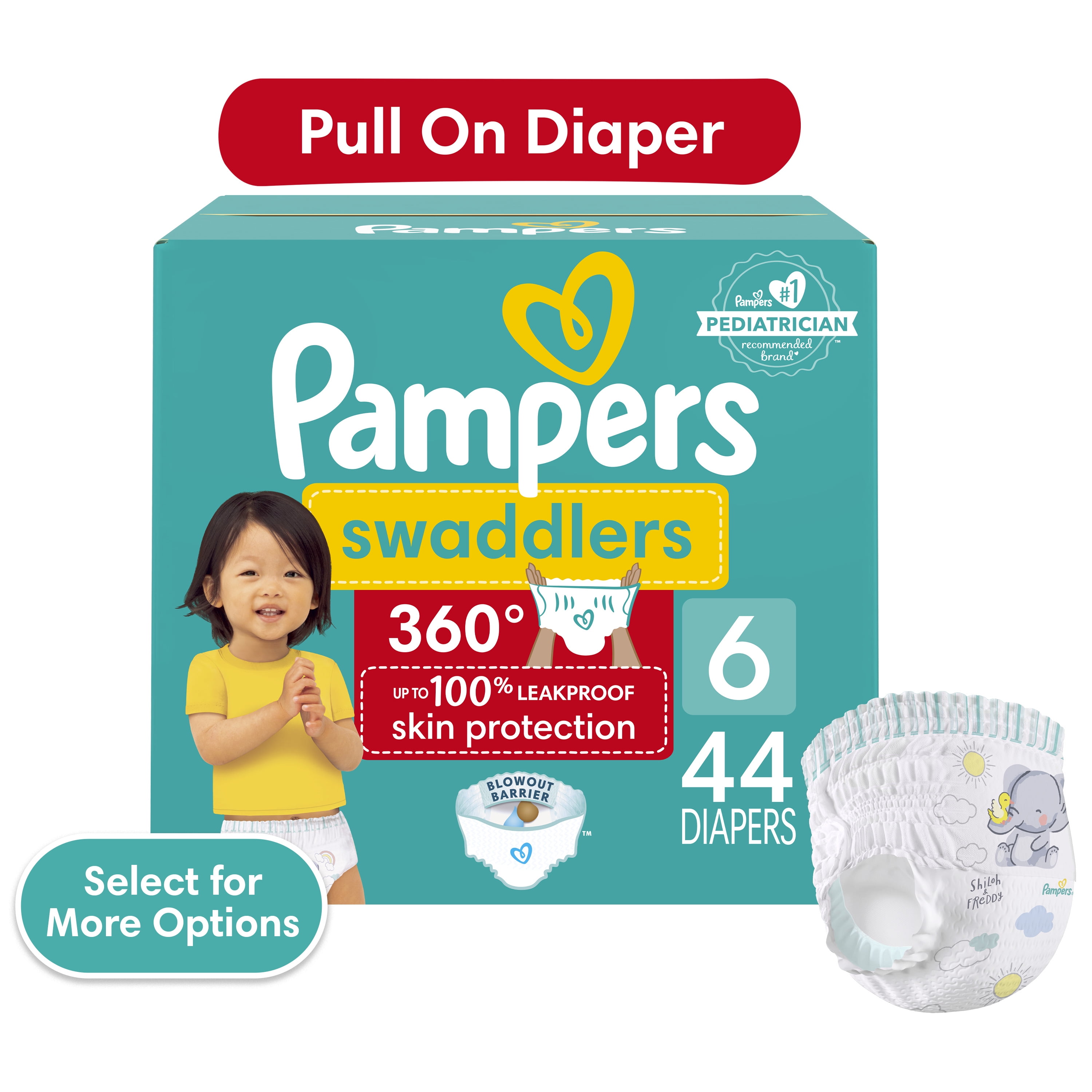 Pampers Swaddlers 360 Pull-On Baby Diapers Size 6, 44 Count (Select for ...