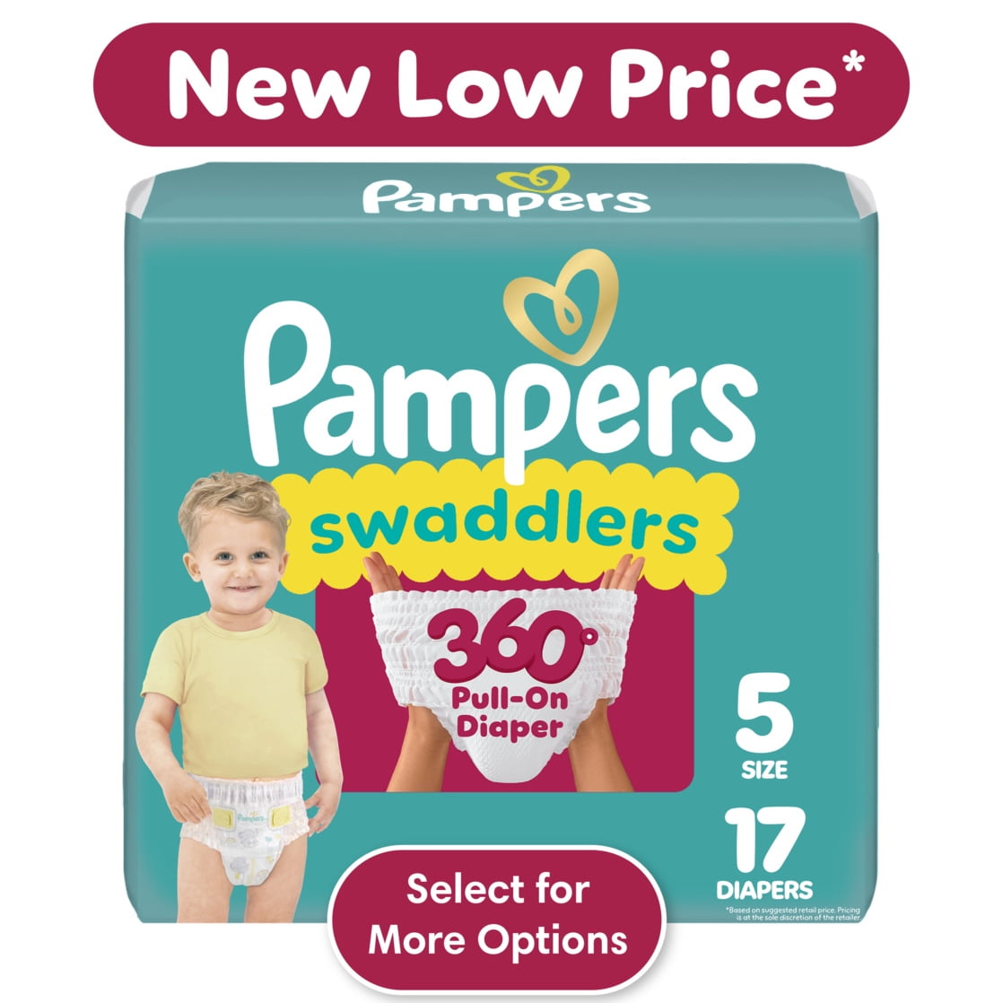 Pampers Swaddlers 360 Pull-On Diapers Size 5, 17 Count (Select for More ...