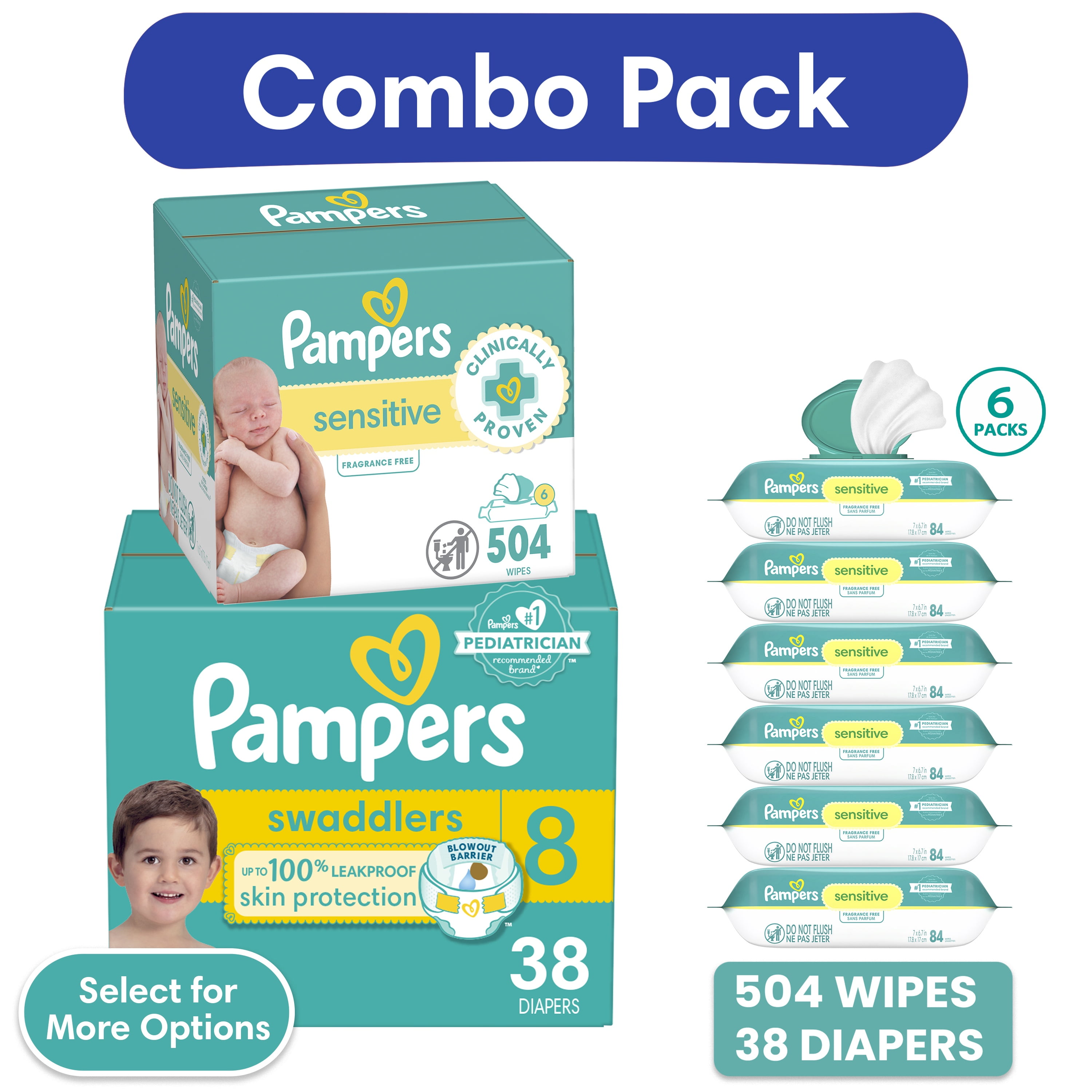 Pampers Swaddlers Active Baby Diaper Size 8 38 Count and Pampers ...