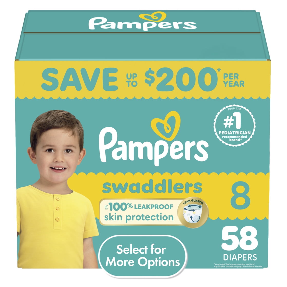 Pampers Swaddlers Baby Diapers Size 8, 58 Count (Select for More ...