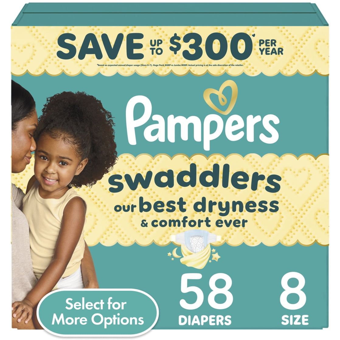 Pampers Swaddlers Baby Diapers Size 8, 58 Count (Select for More ...