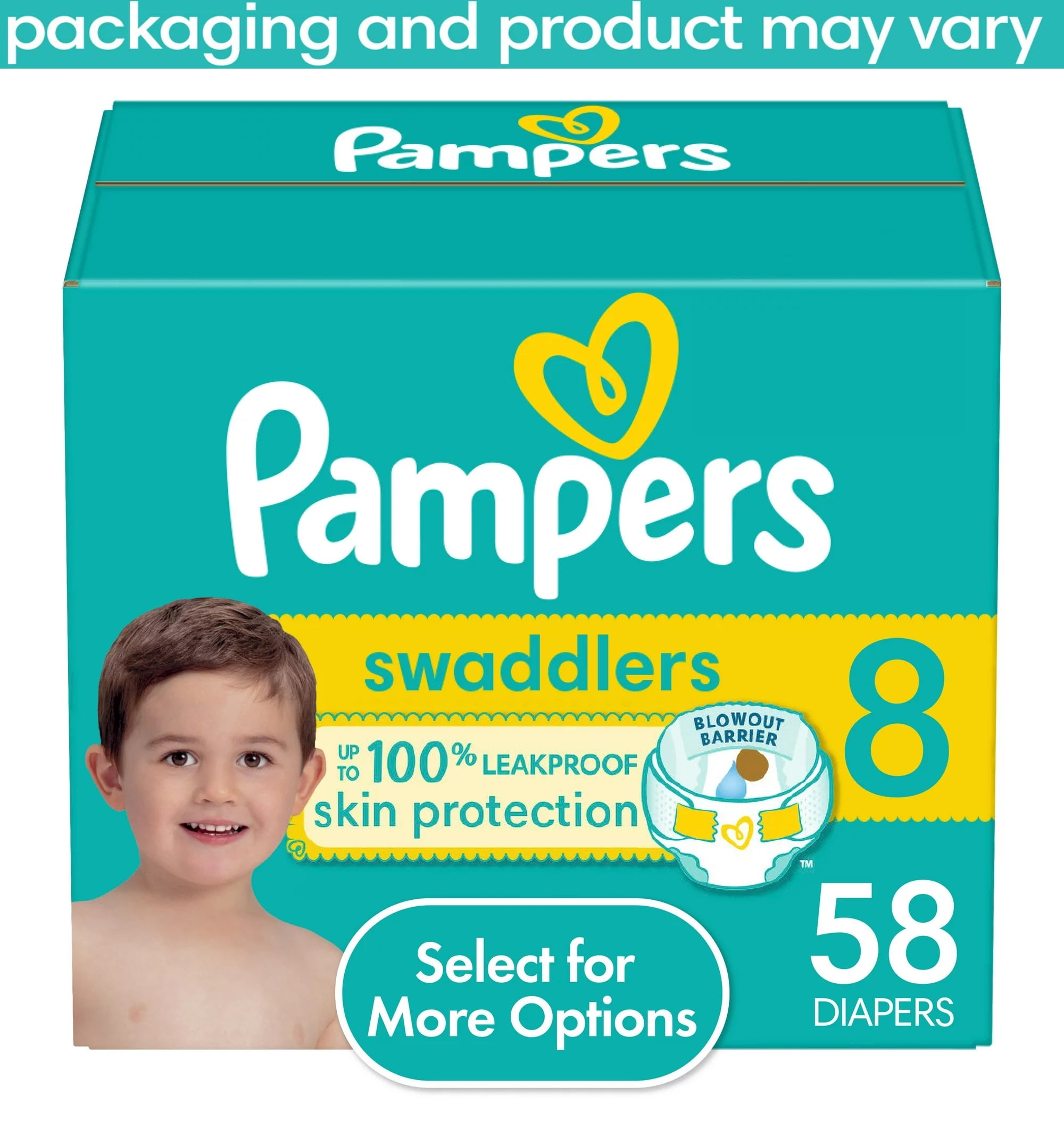 Pampers Swaddlers Size 8 Diapers, 58 Count Pack - Leak Preventive with ...