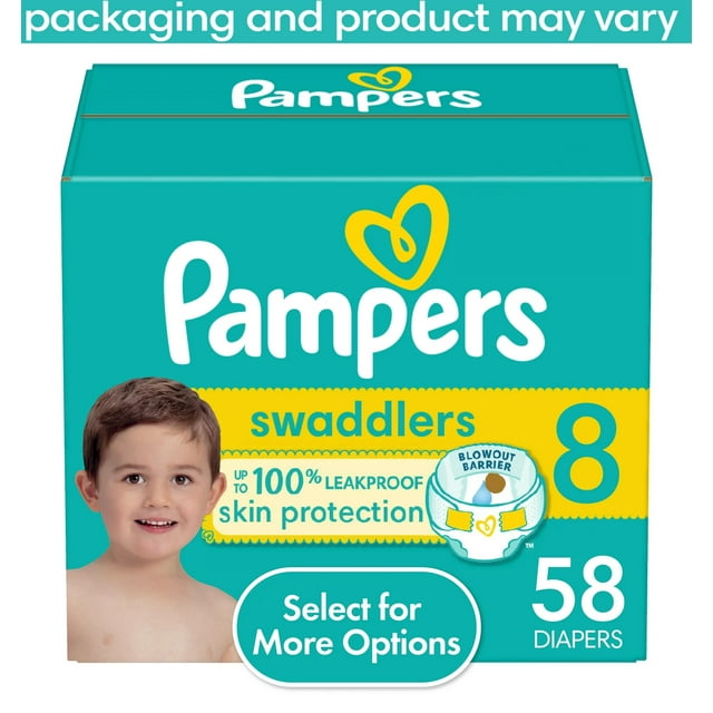 Pampers Swaddlers Size 8 Diapers, 58 Count Pack - Leak Preventive with ...