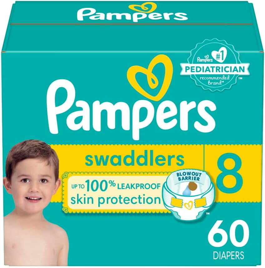 Pampers Swaddlers Ultra Soft, Size 8, Baby Diapers, Dry, 60 Count- Leak ...