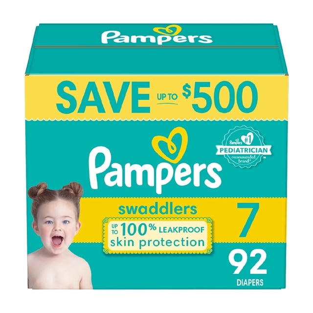 Pampers Swaddlers Softest Diapers, Size 7 (41+ Pounds), 92 Count ...