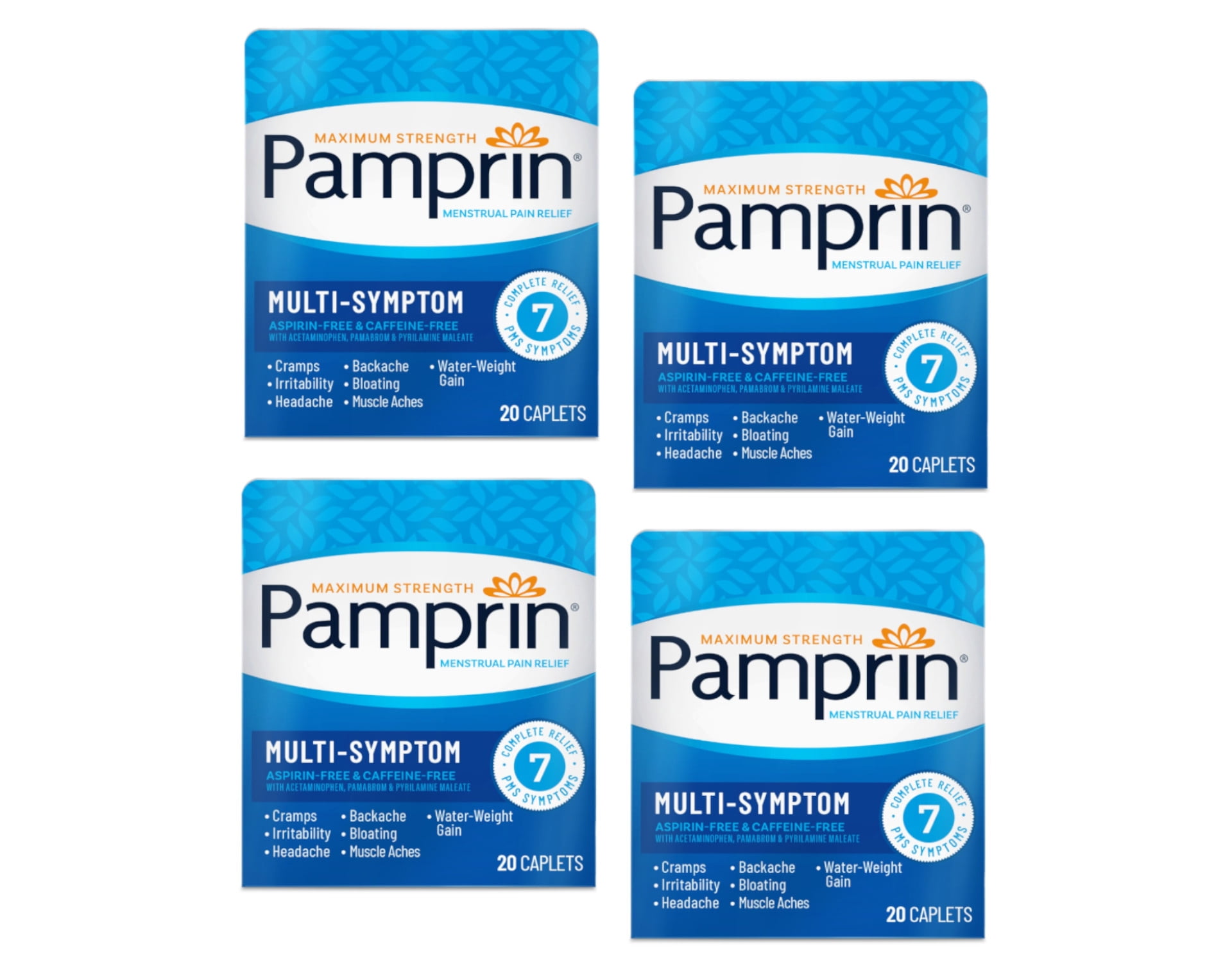 Pamprin Maximum Strength Multi-Symptom Menstrual Pain Relief, 40 ...