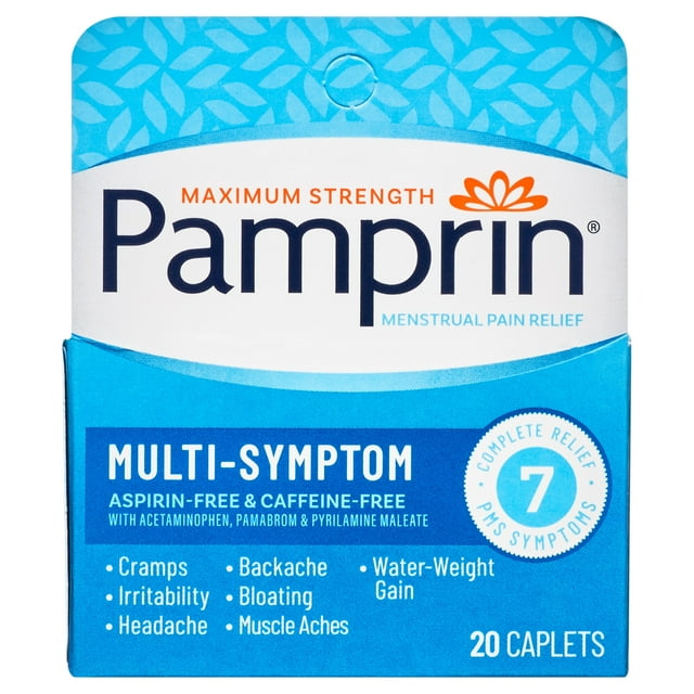 Pamprin Maximum Strength Aspirin-Free Menstrual Pain Reliever Caplets ...