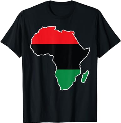Pan African UNIA Flag Map Continent Black History Month Gift T-Shirt ...