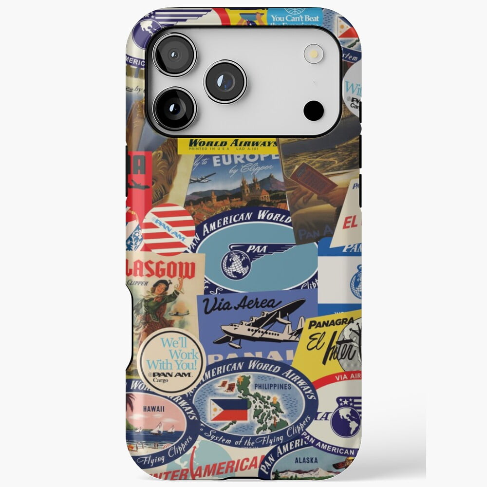 Pan Am Vintage Travel Sticker Pattern For iPhone 11-17 Pro Max Phone ...