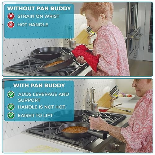 Pan Buddy™- Vertical Attachment for Pan Handle- Adds Leverage and ...