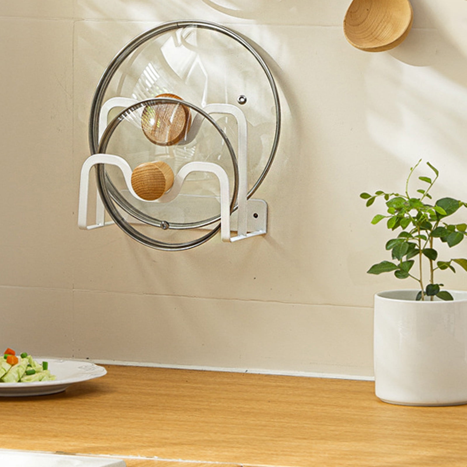 Pan Cover Stand & Cutting Board Rack, Kitchen Countertop Organizer with ...