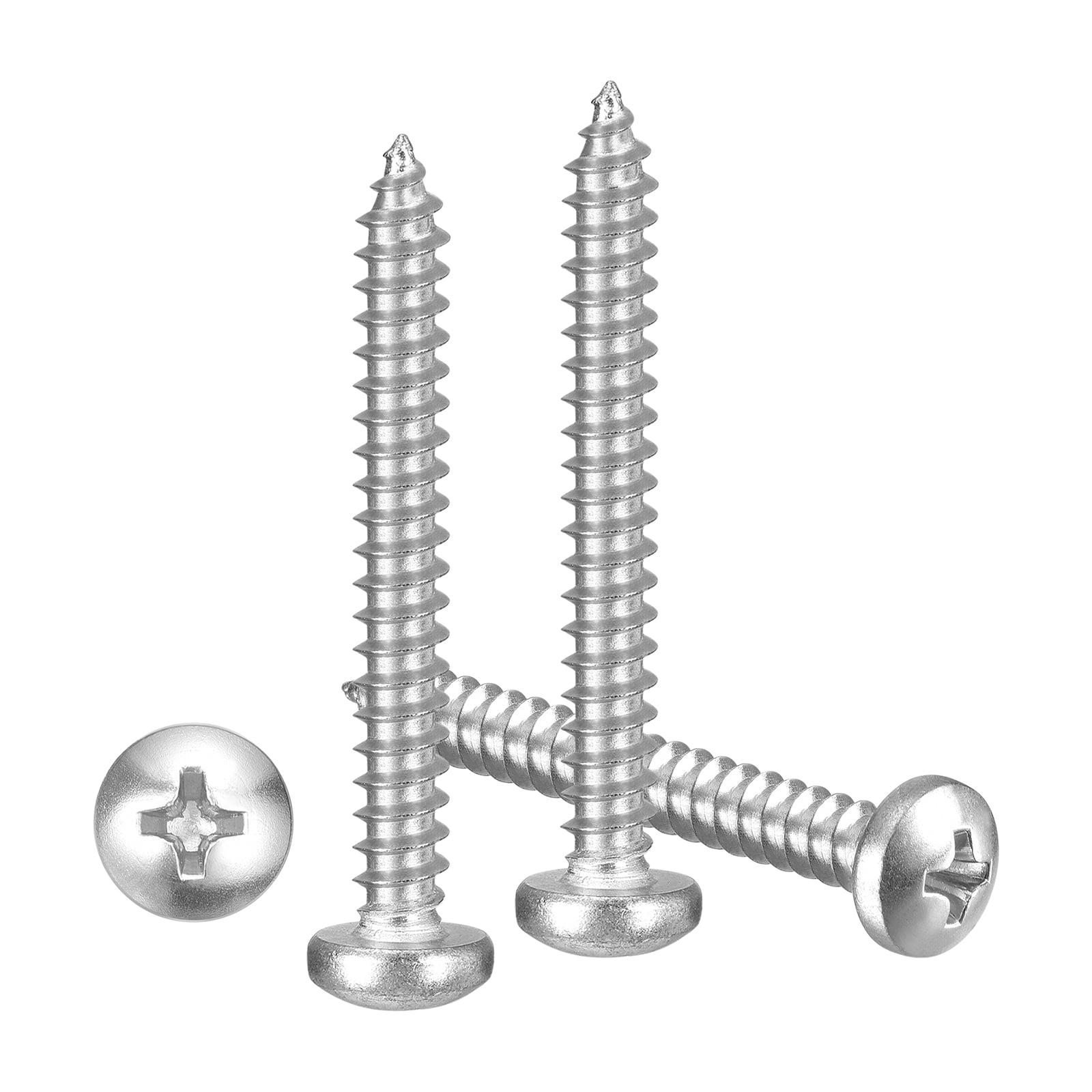 Pan Head Self Tapping Screws(#10x1-1/2") 80Pcs, 304 Stainless steel ...