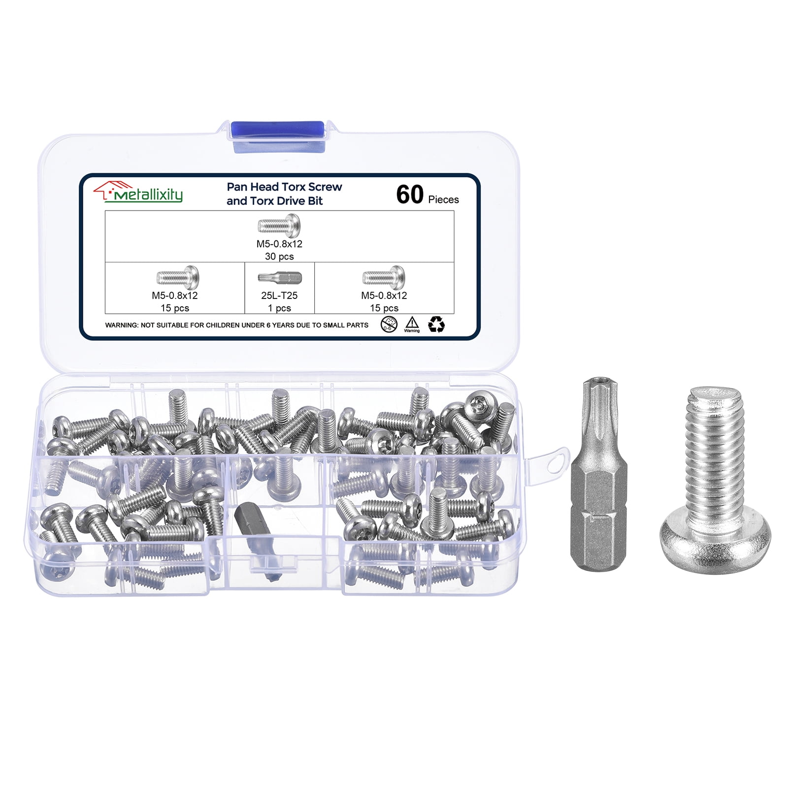 Pan Head Torx Security Screws Bolts (M6-1x40mm) 20Pcs, Button Torx Head ...