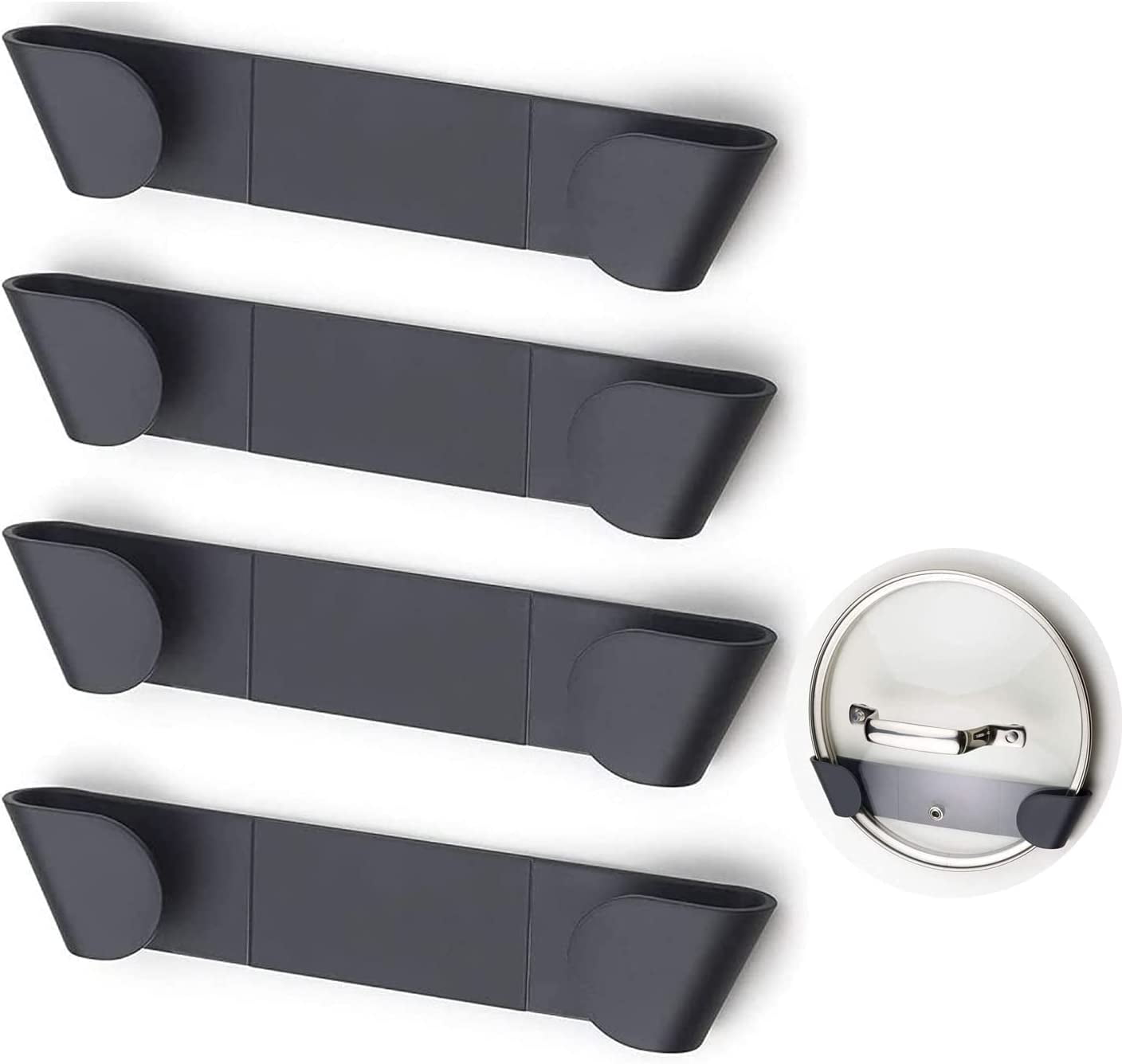 Pan Lid Holder for Kitchen, Set of 4, Cabinet Door Pot Cover Organizer ...