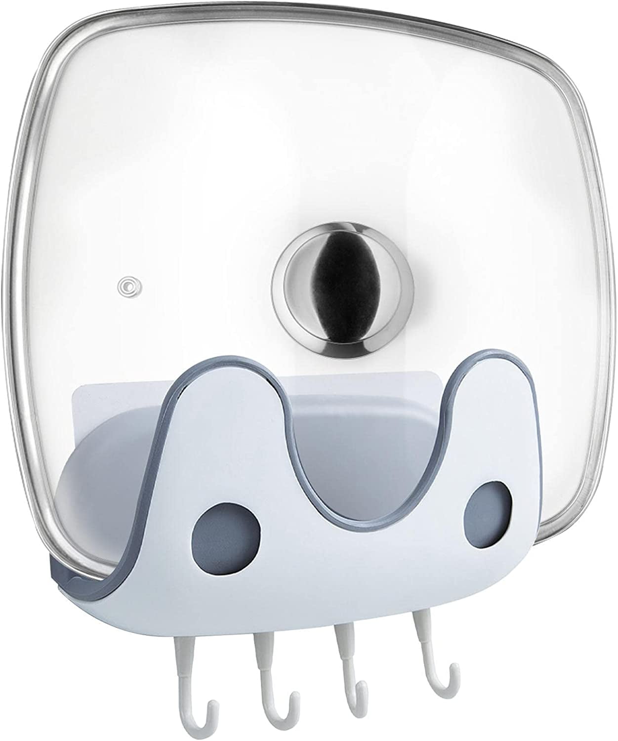 Pan Lid Rack Wall Mount,Pot Lid Organizer with 4 Hooks | Pot Lid ...