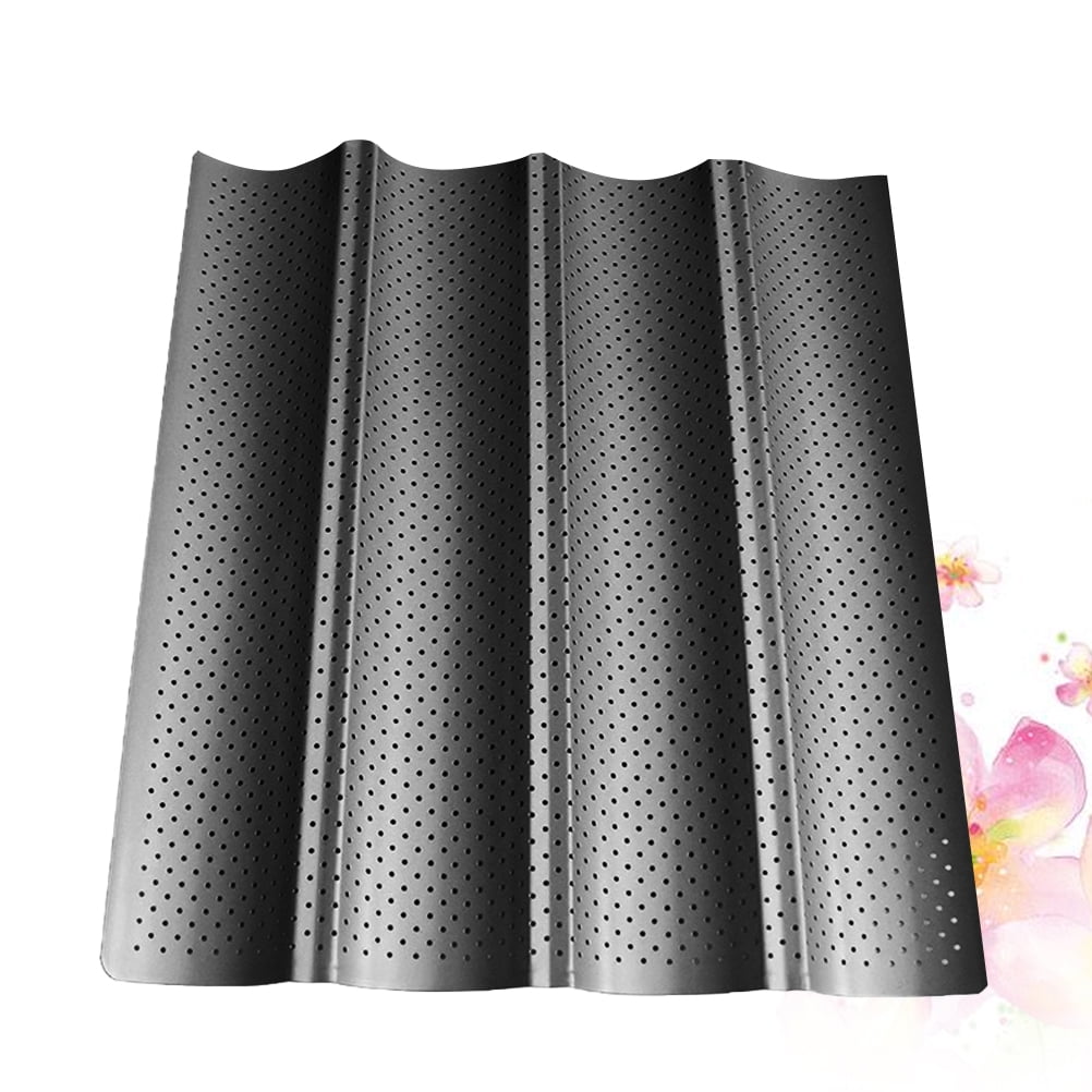 Pan Nonstick Perforated French Bread Pan 3 Wave Loaves Loaf Bake Mold ...