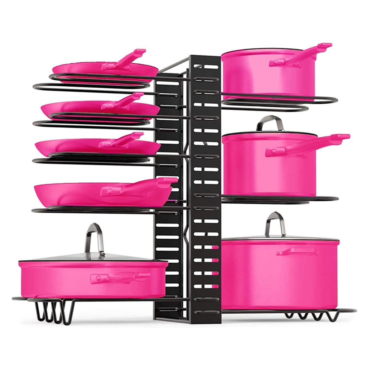 8-Tier Adjustable Metal Pan Organizer Rack for Kitchen Counter, Cabinet ...