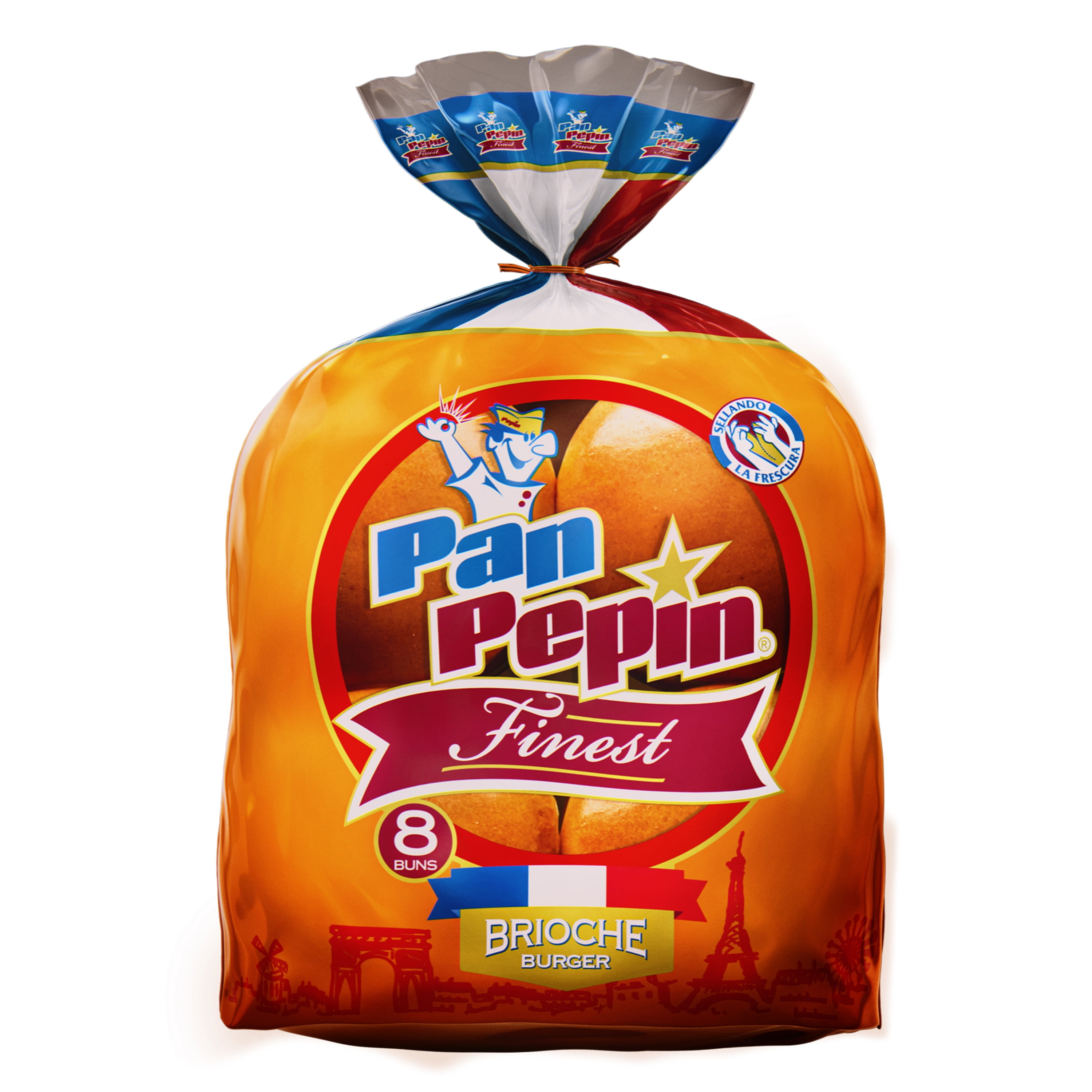 Pan Pepin, Finest Brioche Hamburger Buns 16.6 oz, 8 Count, Shelf Stable ...