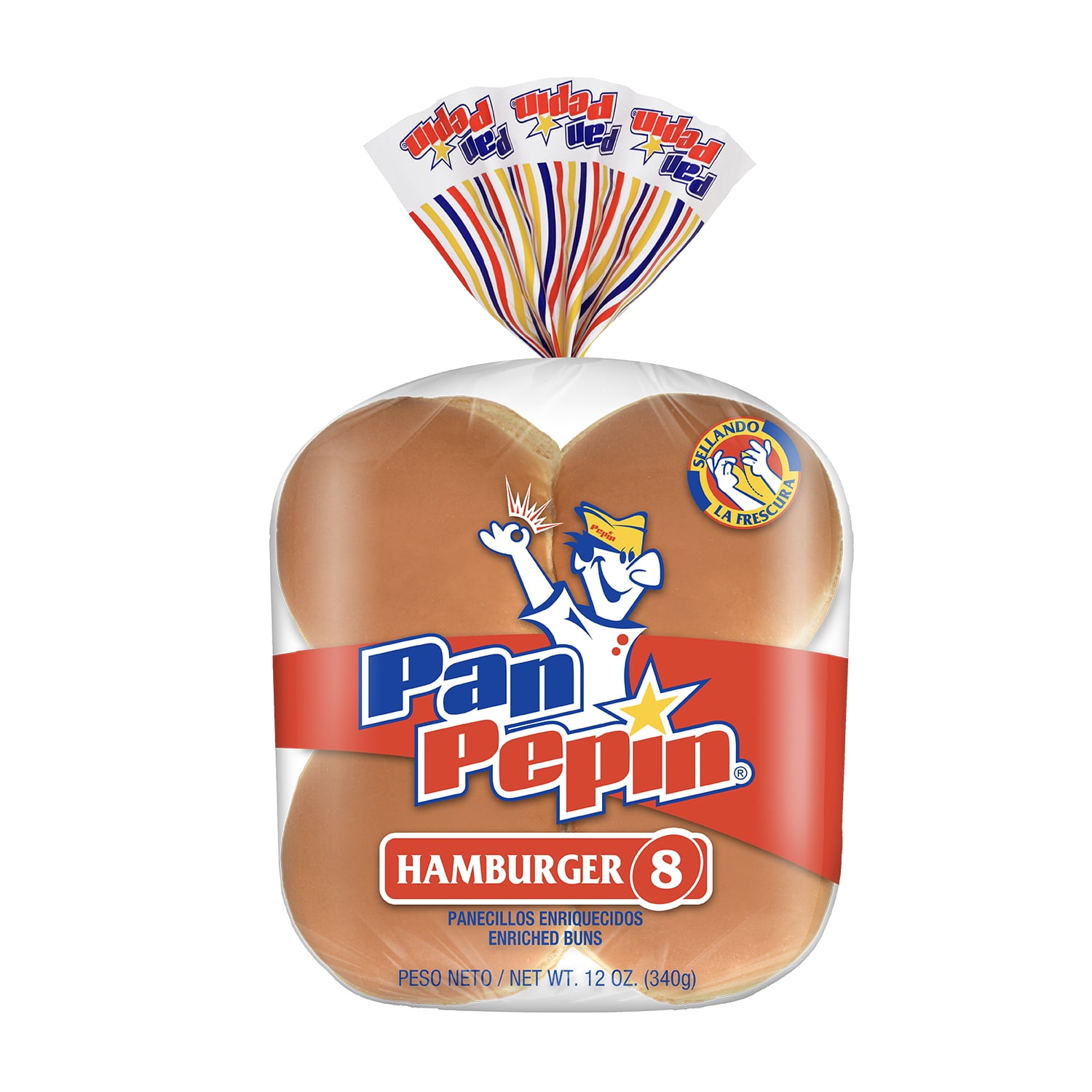 Pan Pepin, Hamburger Buns, White, 12 oz , 8 Count, Shelf Stable ...
